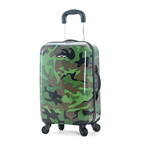 Rockland Safari Hardside Spinner Wheel Luggage, Camouflage, Carry-On 20-Inch