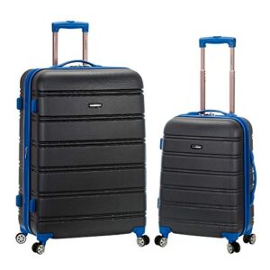 rockland melbourne hardside expandable spinner wheel luggage, grey, 2-piece set (20/28)