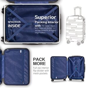 Coolife Luggage Expandable(only 28") Suitcase 3 Piece Set with TSA Lock Spinner 20in24in28in (blue)