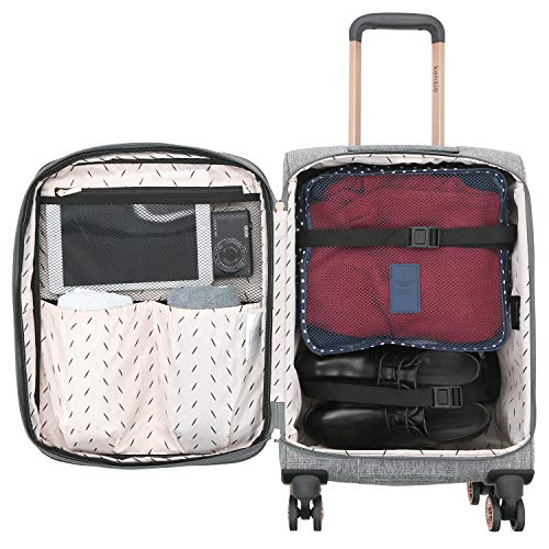 kensie Women's Hudson Softside 3-Piece Spinner Luggage Set, Heather Gray, (16/20/28)