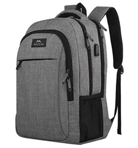 matein travel laptop backpack, business anti theft slim durable laptops backpack with usb charging port, water resistant college school computer bag gifts for men & women fits 15.6 inch notebook, grey