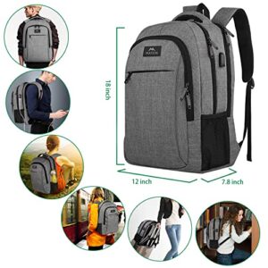 Matein Travel Laptop Backpack, Business Anti Theft Slim Durable Laptops Backpack with USB Charging Port, Water Resistant College School Computer Bag Gifts for Men & Women Fits 15.6 Inch Notebook, Grey