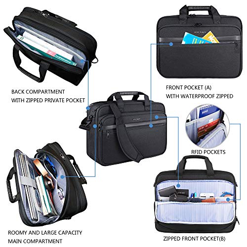 Laptop Bag Fits Up to 17.3 Inch KROSER Laptop Premium Laptop Briefcase Expandable Computer Bag Water-Repellent Shoulder Messenger Bag for Travel/Business/School/Men/Women