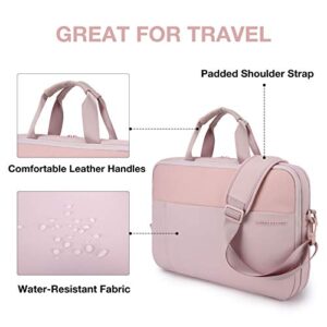 LIGHT FLIGHT Laptop Bag for Women,15.6 Inch Laptop Case Expandable Computer Bag Slim Briefcase,Pink