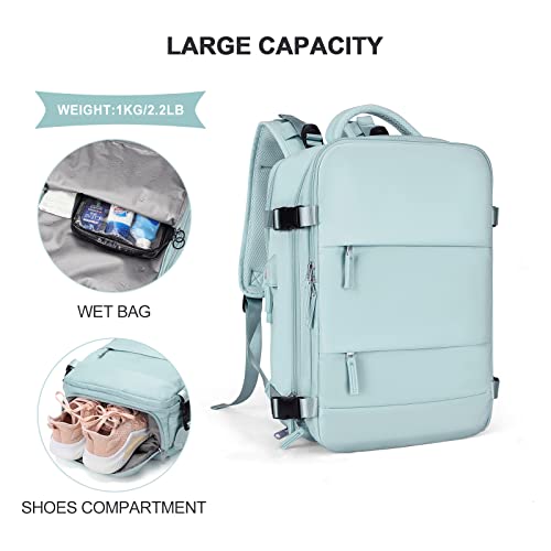 coowoz Large Travel Backpack Women, Carry On Backpack,Hiking Backpack Waterproof Outdoor Sports Rucksack Casual Daypack School Bag Fit 15.6 Inch Laptop with USB Charging Port Shoes Compartment