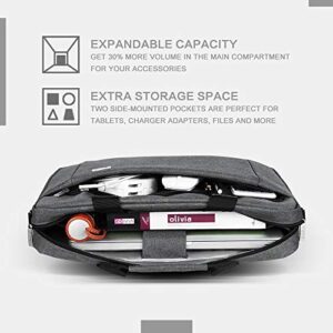 Voova Laptop Bag 15.6 15 14 Inch Briefcase, Expandable Computer Shoulder Messenger Bag Waterproof Carrying Case with Tablet Sleeve, Organizer for Men Women, Business Travel College School-Gray