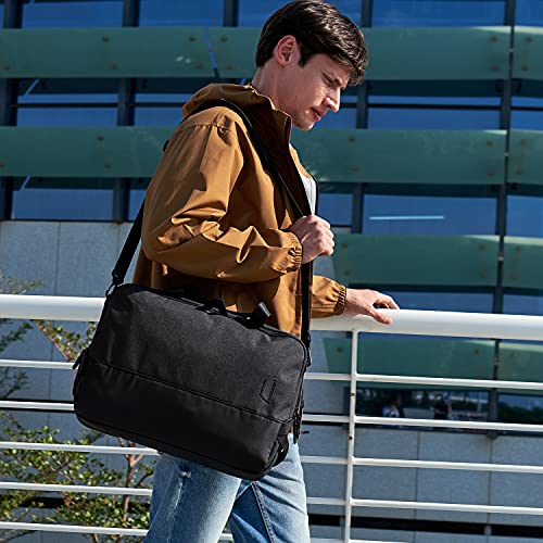 BAGSMART Laptop Bag, 15.6 Inch Computer Bag, Water Resistant Laptop Briefcase, RFID Blocking Messenger Shoulder Bag, Laptop Case for Men, Business, School, Travel, Black