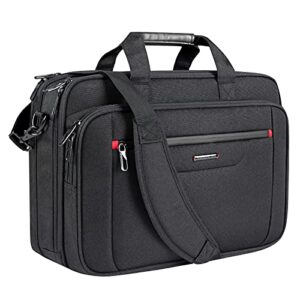 vankean laptop briefcase premium laptop case fits up to 17.3 inch business shoulder bag laptop expandable water-repellent messenger bag for men/women computer bag for travel/business/school-black