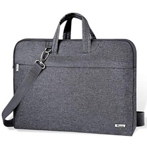 voova laptop bag 17 17.3 inch water-resistant laptop sleeve case with shoulder straps & handle/notebook computer case briefcase compatible with macbook/acer/asus/hp, grey