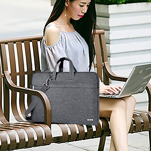 Voova Laptop Bag 17 17.3 inch Water-resistant Laptop Sleeve Case with Shoulder Straps & Handle/Notebook Computer Case Briefcase Compatible with MacBook/Acer/Asus/Hp, Grey