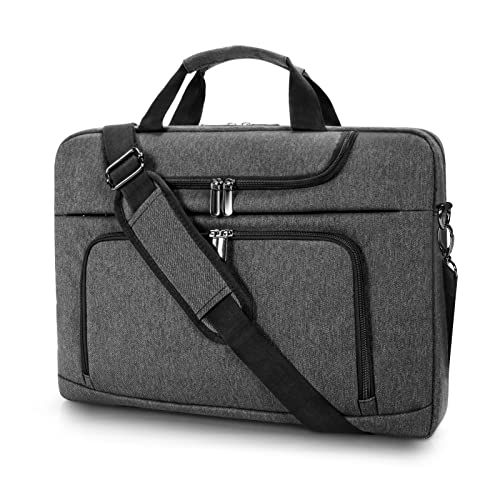 BERTASCHE Laptop Bag 15.6 inch for Men, Laptop Case Computer Bag for Work Business Trip Laptop Carrying Case w/Shoulder Strap Grey