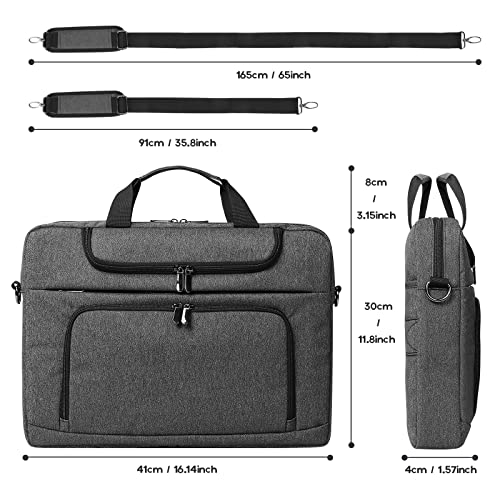 BERTASCHE Laptop Bag 15.6 inch for Men, Laptop Case Computer Bag for Work Business Trip Laptop Carrying Case w/Shoulder Strap Grey