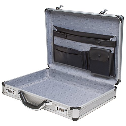 RoadPro SPC-931R 17.5" x 4" x 13" Silver Aluminum Briefcase,Medium