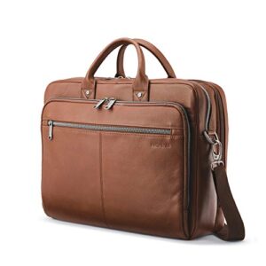 samsonite classic leather toploader briefcase, cognac, one size