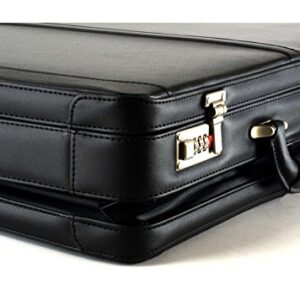 Alpine Swiss Mens Expandable Leather Attache Briefcase Dual Combination Locks