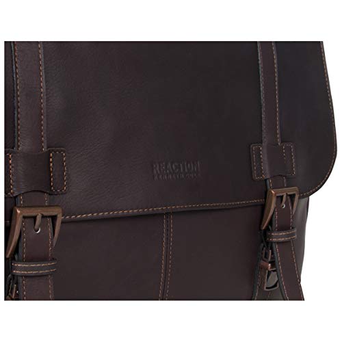 KENNETH COLE REACTION Show Business Messenger Briefcase Colombian Leather 16” Laptop Computer Portfolio Satchel Work Bag, Dark Brown, One Size