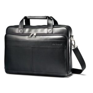 samsonite leather slim briefcase, black, 16 inch