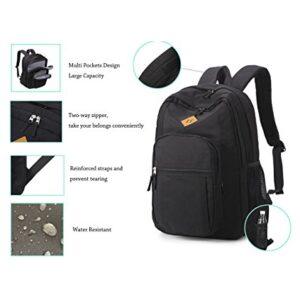 abshoo Classical Basic Womens Travel Backpack For College Men Water Resistant Bookbag (Black)