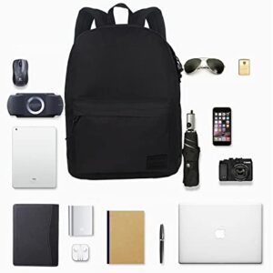 SUPACOOL Lightweight Casual Laptop Backpack with USB Charging Port For for Men and Women, School Bookbag for College (Full Black)