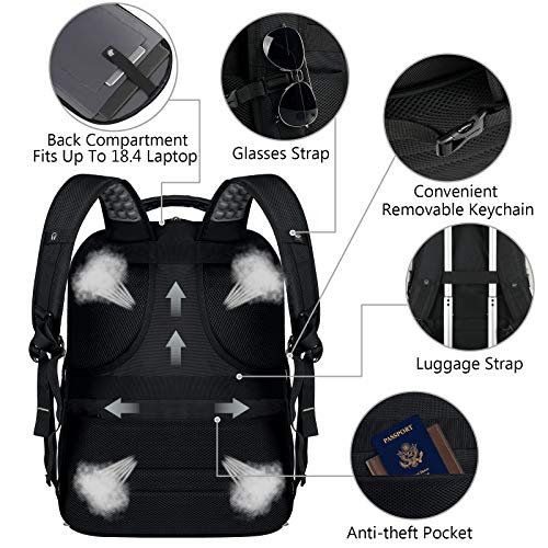 18.4 Laptop Backpack for unisex, 55L Extra Large Gaming Laptops Backpack with USB Charger Port,TSA Friendly Flight Approved and RFID Anti-Theft Pocket