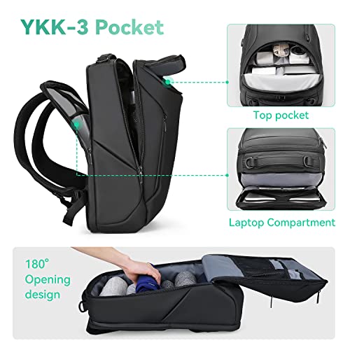 MARK RYDEN Business Backpack for Men, Waterproof High Tech Backpack with Sport Car Shape Design and USB Charging Port, Travel Laptop Backpack Fits 17.3 Inch Notebook (YKK-3 Pocket)