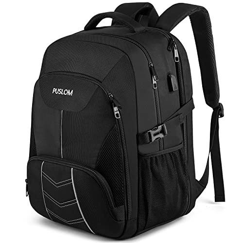 Extra Large Backpack for Men 55L,18.4Inch Travel Laptop Backpack with USB Charging Port Business Flight Approved Carry On Backpack,TSA Big Capacity Heavy Duty Computer Bag College School Bookbag,Black