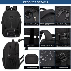 Extra Large Backpack for Men 55L,18.4Inch Travel Laptop Backpack with USB Charging Port Business Flight Approved Carry On Backpack,TSA Big Capacity Heavy Duty Computer Bag College School Bookbag,Black