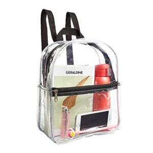 stadium approved clear mini backpack, heavy duty cold-resistant transparent pvc backpack with work, security travel & stadium(black)