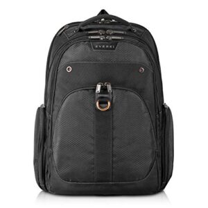 everki atlas business laptop backpack, 13-inch to 17.3-inch adjustable compartment, men or women, travel friendly (ekp121), black