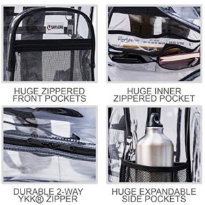 SHYLERO Clear Backpack For Work XL - Heavy Duty School Bookbag has TSA Lock, 2-WAY Zip, Transparent PVC - H18''xW14''xD8