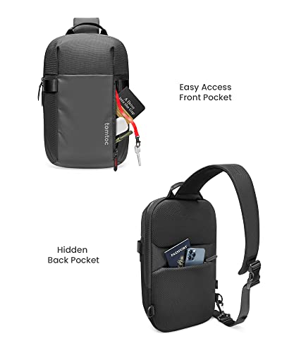 tomtoc 14-inch Compact EDC Sling Bag, Minimalist Chest Shoulder Backpack Crossbody Bag for up to 14-inch MacBook Pro M1/M2 A2779 A2442, Water-resistant, Lightweight Daypack for Travel, Work, Sport