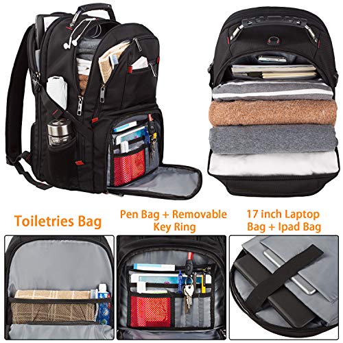 Travel Laptop Backpack,50L Extra Large Backpack for Men Women with USB Charging Port,TSA Friendly Durable Big Computer bag Tech Backpack RFID Heavy Duty Business College School Bookbag Fit 17''Laptops