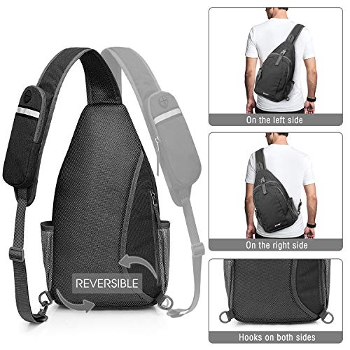 G4Free Sling Bag RFID Blocking Sling Backpack Crossbody Chest Bag Daypack for Hiking Travel(Black)