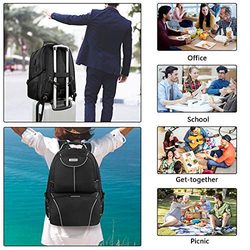 Lunch Bag Backpack, Insulated Cooler Lunch Box Backpack, Extra Large Travel Laptop Backpack TSA Friendly RFID Durable Computer College School Bookbag with USB Port for Women Men Fits 17.3 Inch Laptop