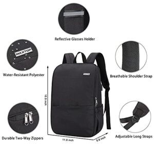 MAXTOP Deep Storage Laptop Backpack with USB Charging Port[Water Resistant] College School Computer Bookbag Fits 16 Inch Laptop,Black