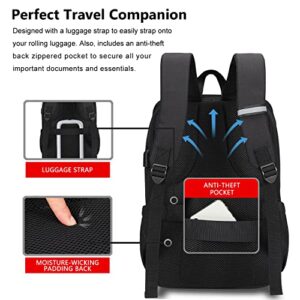 MAXTOP Deep Storage Laptop Backpack with USB Charging Port[Water Resistant] College School Computer Bookbag Fits 16 Inch Laptop,Black