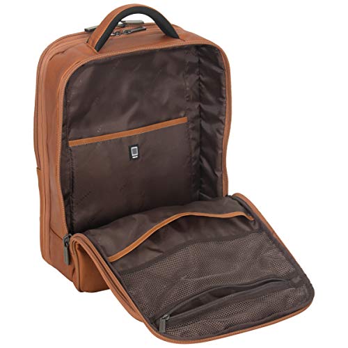 Kenneth Cole REACTION Manhattan Commuter Slim Backpack 16" Laptop Computer & Tablet Travel, Business, Work, School Bookbag, Cognac, Colombian Leather