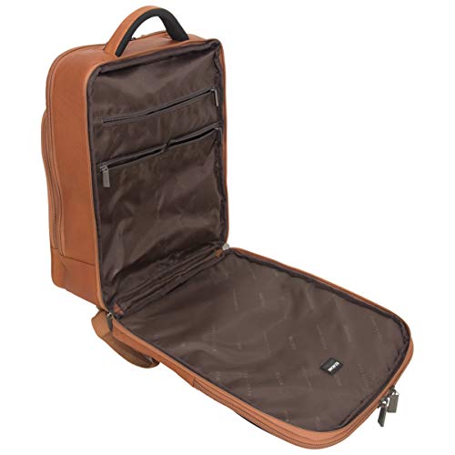 Kenneth Cole REACTION Manhattan Commuter Slim Backpack 16" Laptop Computer & Tablet Travel, Business, Work, School Bookbag, Cognac, Colombian Leather