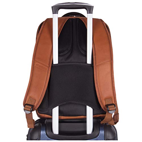 Kenneth Cole REACTION Manhattan Commuter Slim Backpack 16" Laptop Computer & Tablet Travel, Business, Work, School Bookbag, Cognac, Colombian Leather