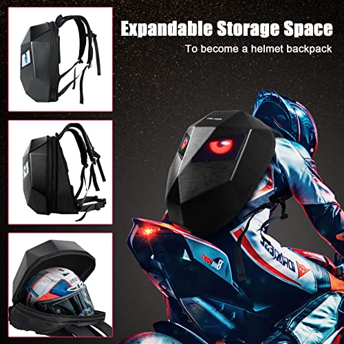 Crelander LED Knight Backpack, Laptop Bag Motorcycle Riding Backpack Hard Shell Travel Bag LED Motorbike Luggage Bags Waterproof Backpack DIY Daypack for Travelling Camping Cycling Storage Bag