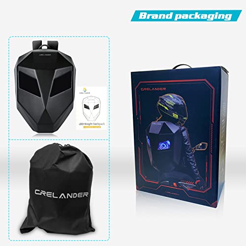 Crelander LED Knight Backpack, Laptop Bag Motorcycle Riding Backpack Hard Shell Travel Bag LED Motorbike Luggage Bags Waterproof Backpack DIY Daypack for Travelling Camping Cycling Storage Bag