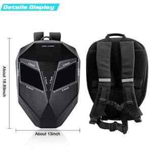 Crelander LED Knight Backpack, Laptop Bag Motorcycle Riding Backpack Hard Shell Travel Bag LED Motorbike Luggage Bags Waterproof Backpack DIY Daypack for Travelling Camping Cycling Storage Bag