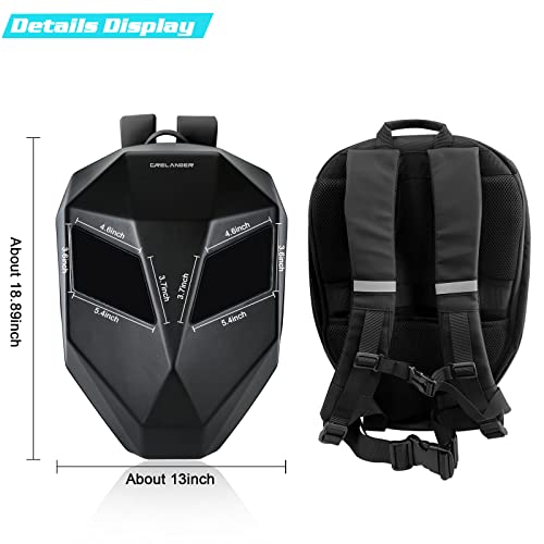 Crelander LED Knight Backpack, Laptop Bag Motorcycle Riding Backpack Hard Shell Travel Bag LED Motorbike Luggage Bags Waterproof Backpack DIY Daypack for Travelling Camping Cycling Storage Bag