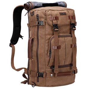 witzman canvas backpack vintage travel backpack large laptop bags convertible shoulder rucksack (a519-1 brown)