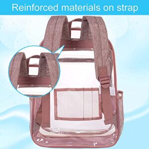 Clear Backpack, Heavy Duty Transparent Bookbag, See Through PVC Backpacks for Women - Pink