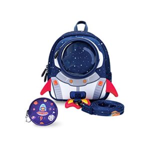 yisibo rocket toddler backpack with harness leash snack nursery bags for kids baby boy girl 1-3 years old