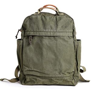 Gootium Canvas Backpack for Women Vintage Style Zipper Bag Men's Casual Daypack Cloth Outdoor Travel Rucksack, Olive