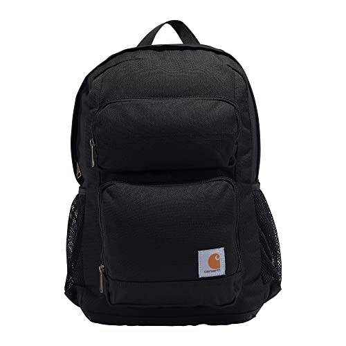 Carhartt 28L Dual-Compartment Backpack, Durable Pack with Laptop Sleeve and Duravax Abrasion Resistant Base, Black, One Size