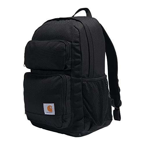 Carhartt 28L Dual-Compartment Backpack, Durable Pack with Laptop Sleeve and Duravax Abrasion Resistant Base, Black, One Size