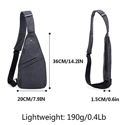 TOLOG Sling Bag Anti-Thief Crossbody Personal Pocket Bag Lightweight Chest Shoulder Backpack for Travel Hiking (Dark Grey)